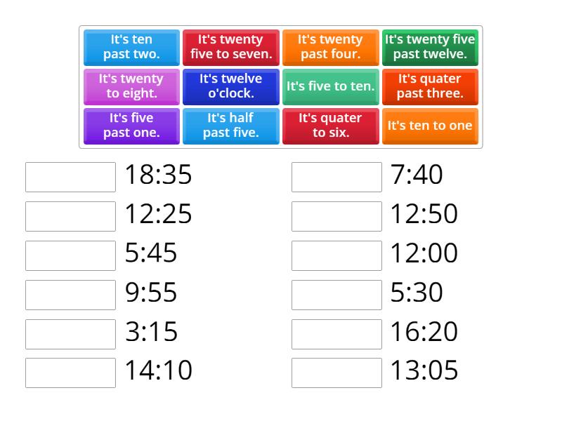 Telling the time (Elem) Cards - Match up