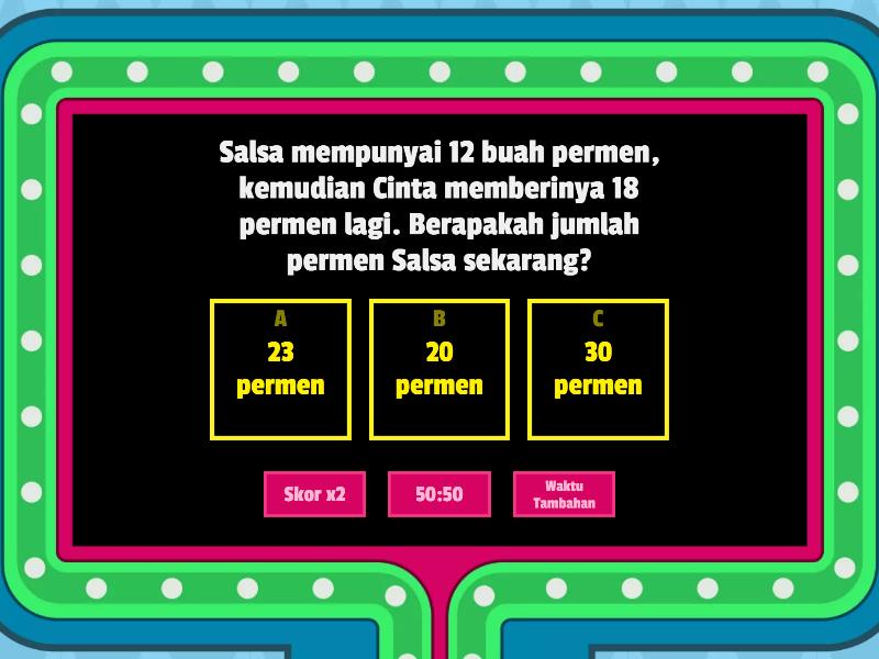Latihan Soal Kelas 1 SD: Matematika dan Bahasa Indonesia - Gameshow quiz