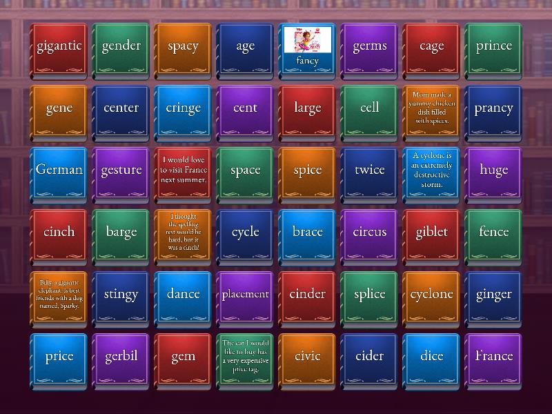 Soft c and g (ce, ci, cy & ge, gi, gy) - Flip tiles