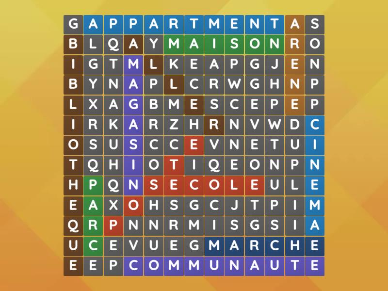 French word search communaute - Wordsearch
