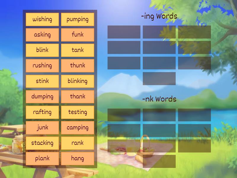 Suffix -ing Word Sort - Group sort