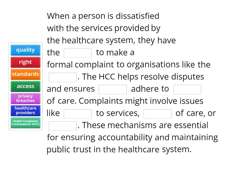 Health System Complaints - Complete the sentence