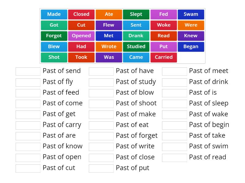 Deen's Past Simple matching game - Une las parejas