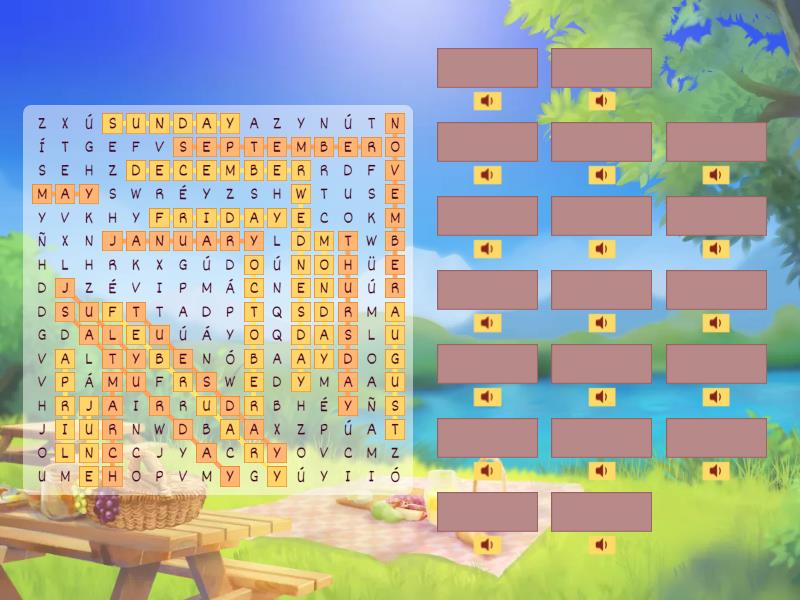 DAYS OF THE WEEK / MONTHS OF THE YEAR - Wordsearch