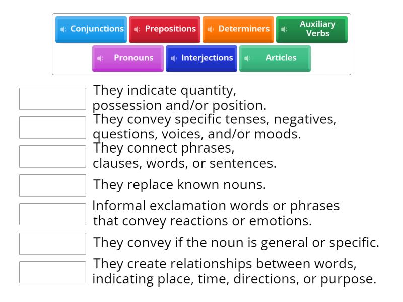 Minor Word Classes - Match up
