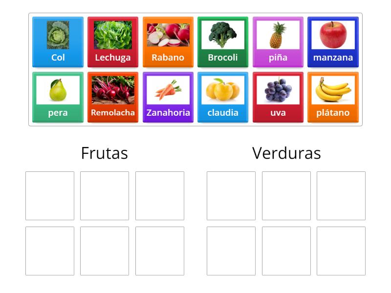 Ordenar las frutas y verduras correspondiente al grupo - Group sort