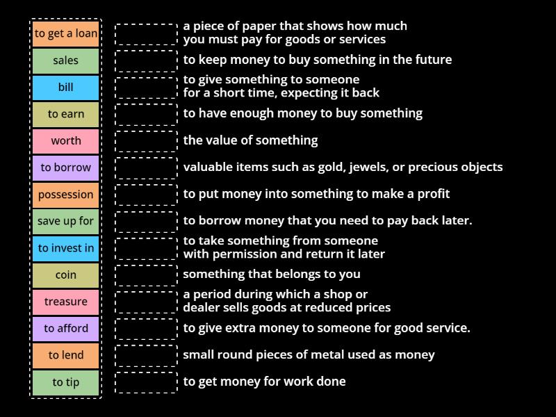 Money (Pre-Int, SO, Empower) - Match up