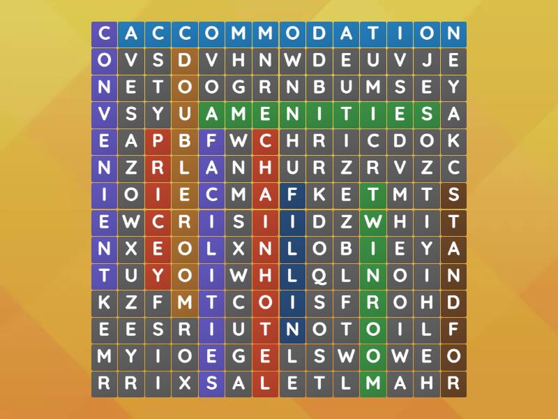 Boutique Hotel. Find Words - Wordsearch