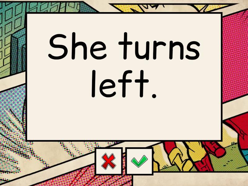 I turn left. to turn left - Flash cards