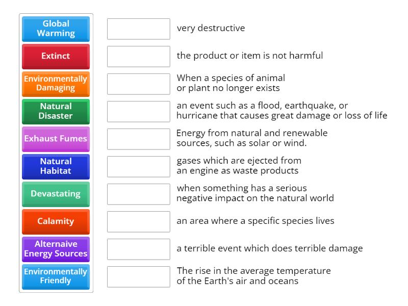Environment Vocab - Match up