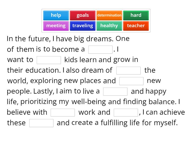 My Long-Term Goals - Completa la oración