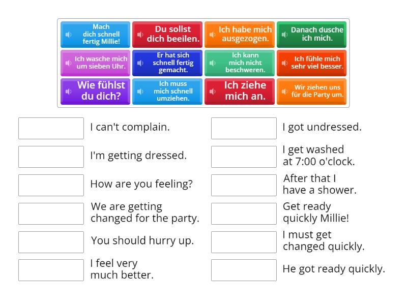 German Yr9 Reflexive Verben - Match up