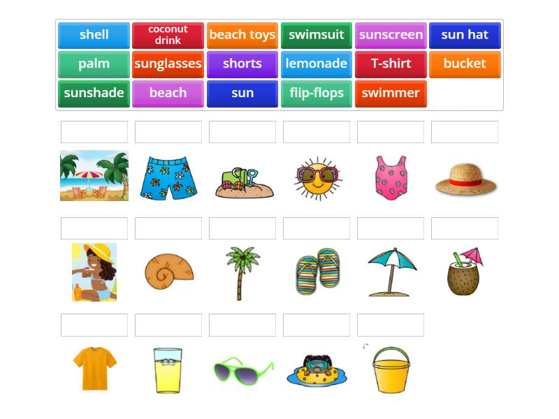 Summer Vocabulary - Match up