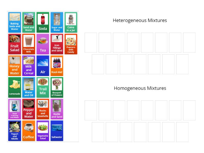 Heterogeneous and Homogeneous Mixtures - Group sort