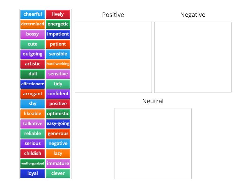 Personality adjectives - Group sort