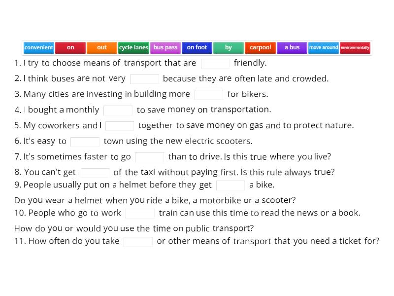Transport - Complete the sentence