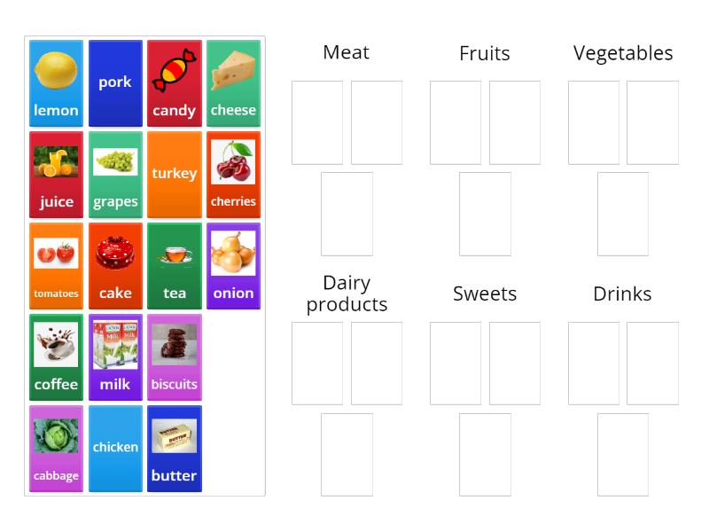 Group the words (food) - Group sort