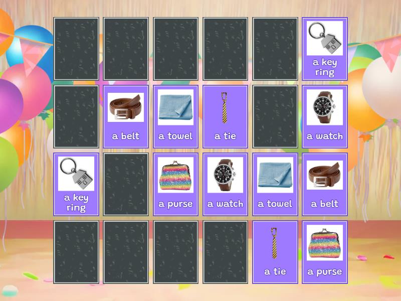 Vocabulary - birthday gifts - Matching pairs