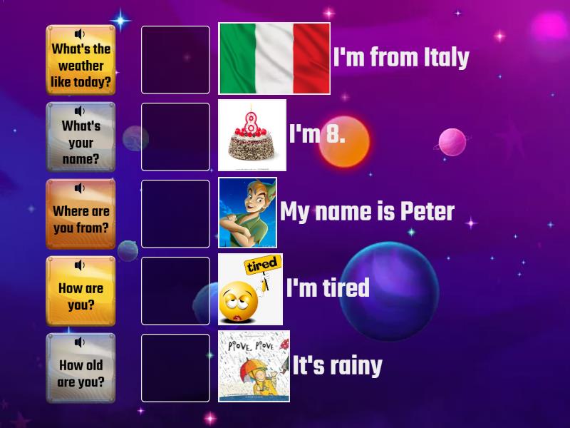 What's your name? - Match up