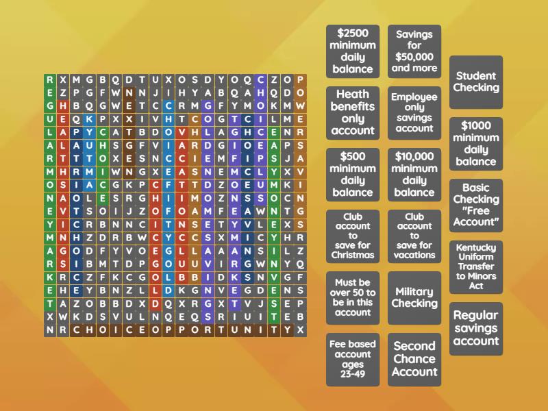 Account types - Wordsearch