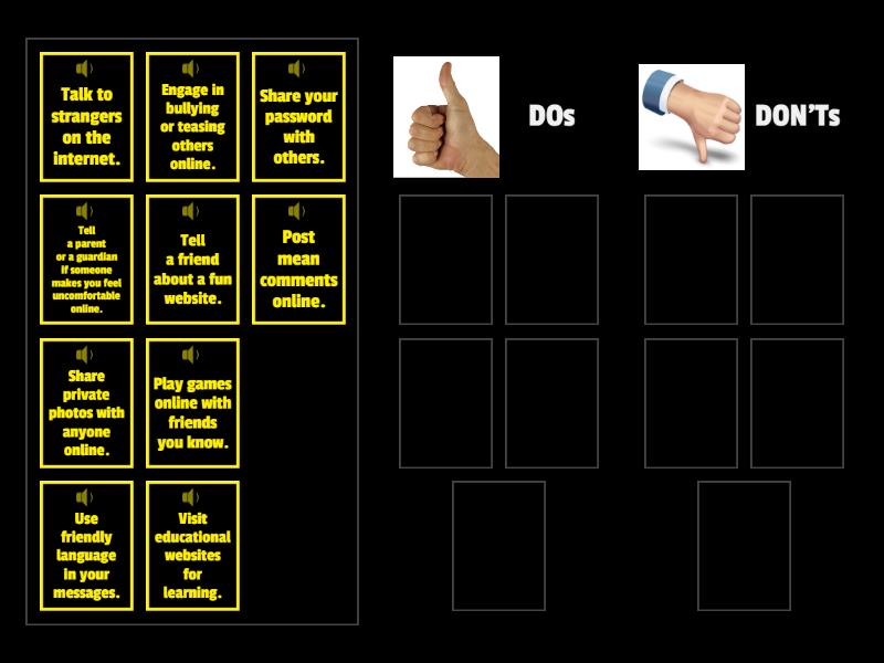 P5 Media World Revision: Online Safety Sorting Activity - Group sort