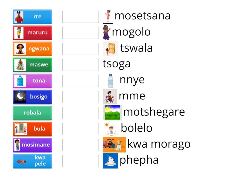 Malatodi/ oposites - Mophato/ Grade 2 & 3 - Match up
