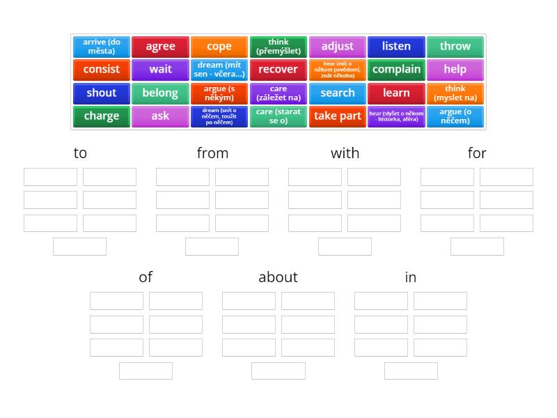 9E Verb+ Prepositions - Group sort