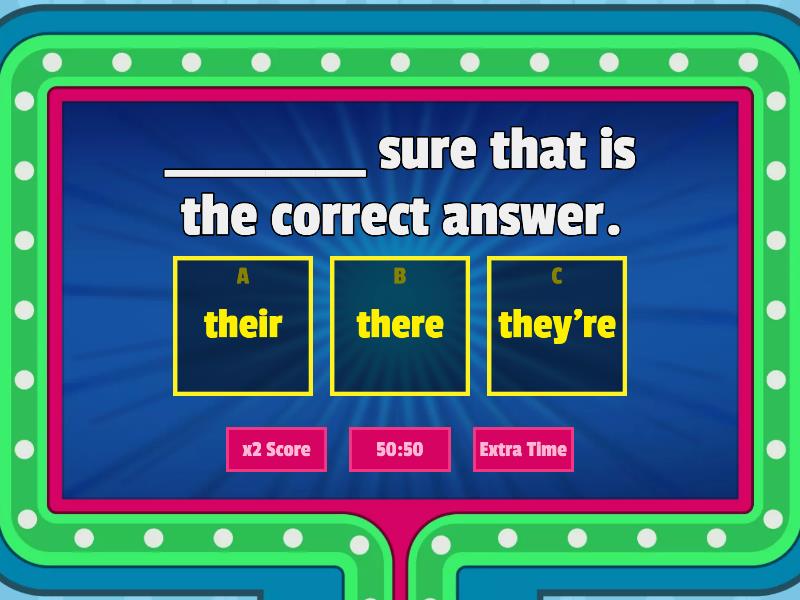 Quiz Their, They're and There - Gameshow quiz