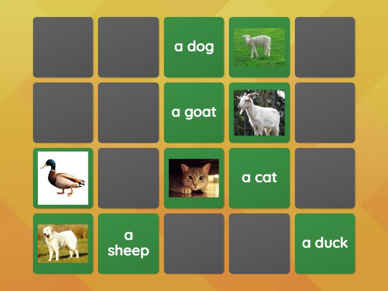 BINGO 3 - Animals - Matching pairs