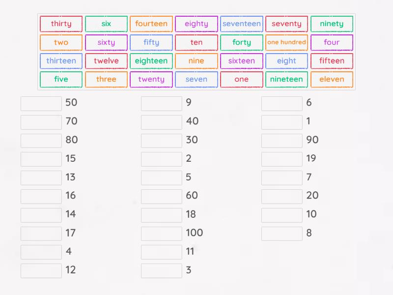 Numbers - Match up