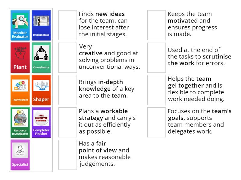 The Nine Belbin Team Roles - Match up