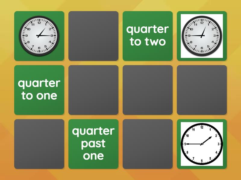 Telling the time (quarter to/quarter past) - Matching pairs