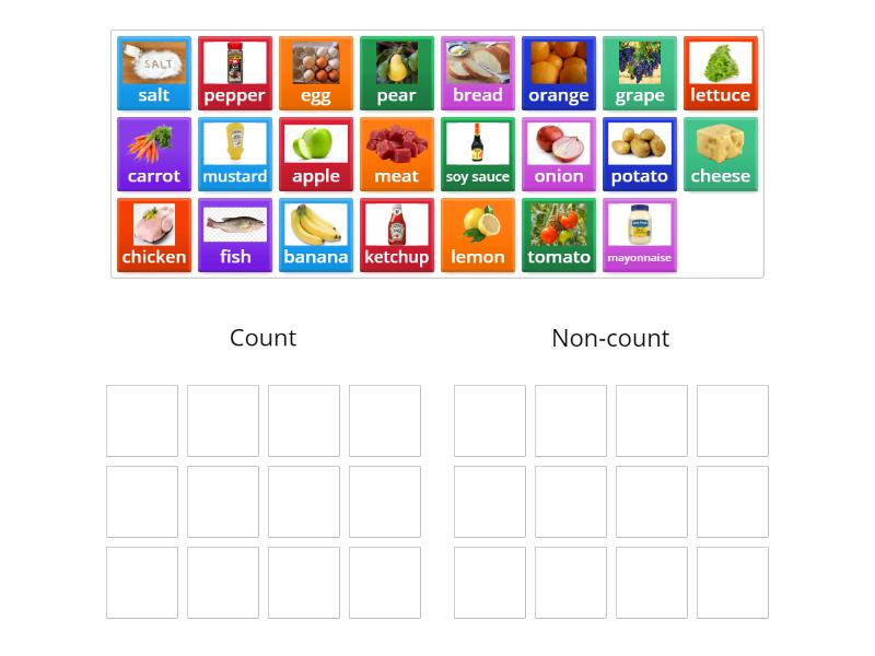 Count or Non-count Nouns (Grouping) - Group sort