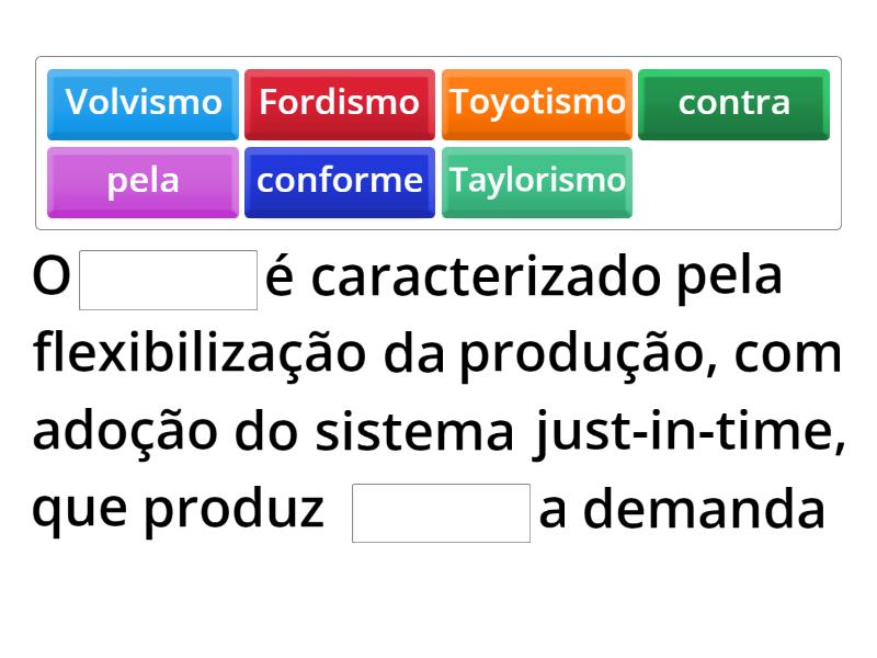 Modelos de produção - Complete the sentence