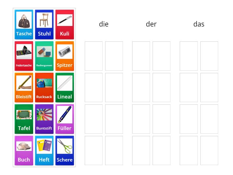 Meine Schulsachen - Group sort