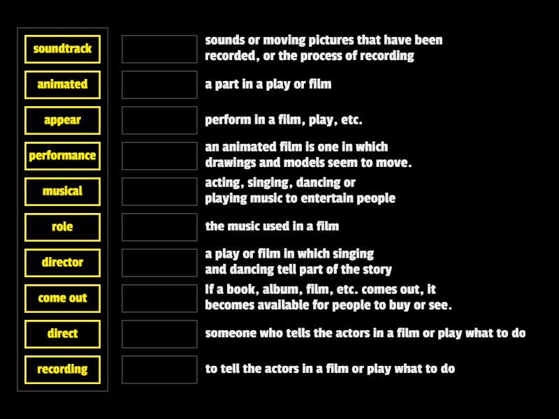 Prepare B1 level 5 - Unit 16 Film - Match up
