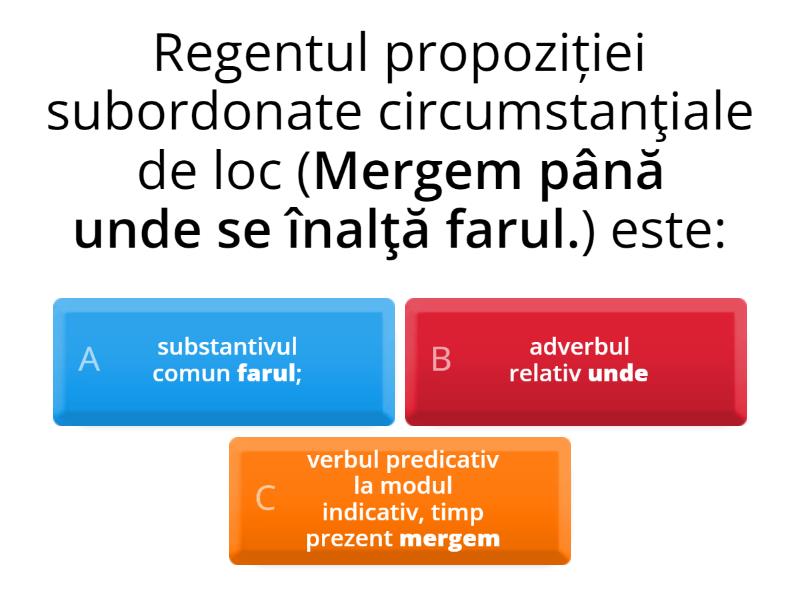 Propoziții subordonate - Chestionar