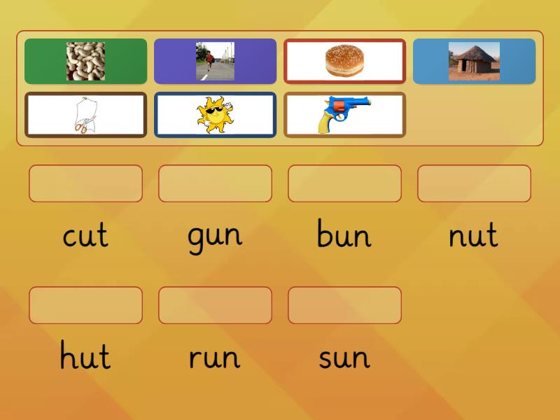 READ (Short u) -un & -ut in words - Match up