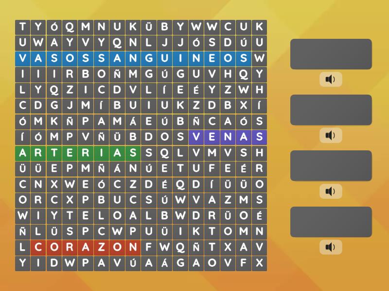 SOPA DE LETRAS DEL SISTEMA CIRCULATORIO - Wordsearch