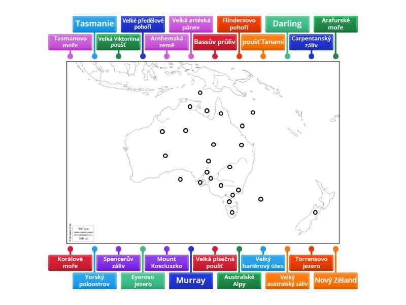 Austrálie - slepá mapa - Labelled diagram