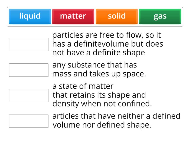 Mix n' Match States of Matter - Match up