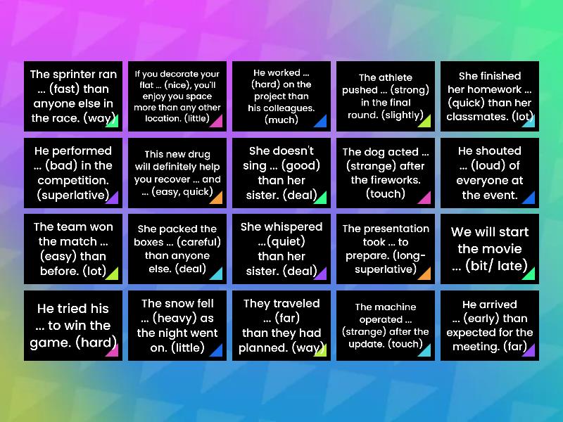 adverbs_comparison, qualifying prac - Flip tiles