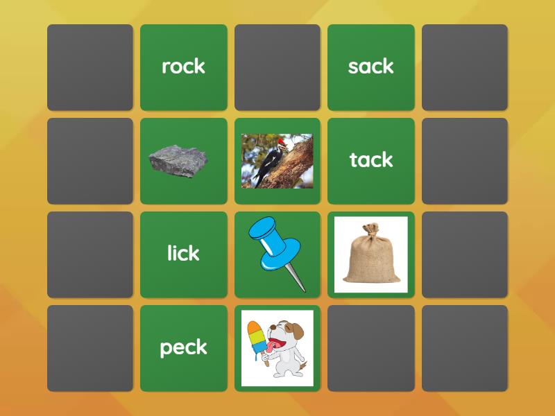 Spelling List 12 "ck" - Matching pairs