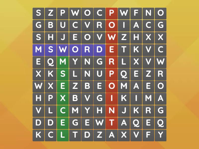 Yang termasuk Kelompok Aplikasi Ms. Office - Wordsearch
