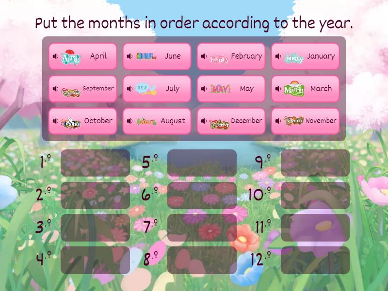 Months of the Year - order - Rank order