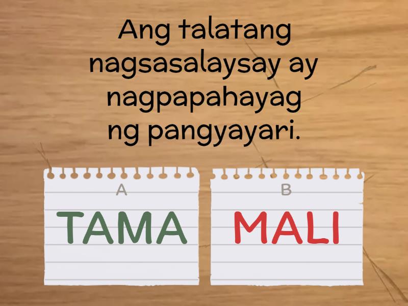 PAGSULAT NG TALATA - Questionário