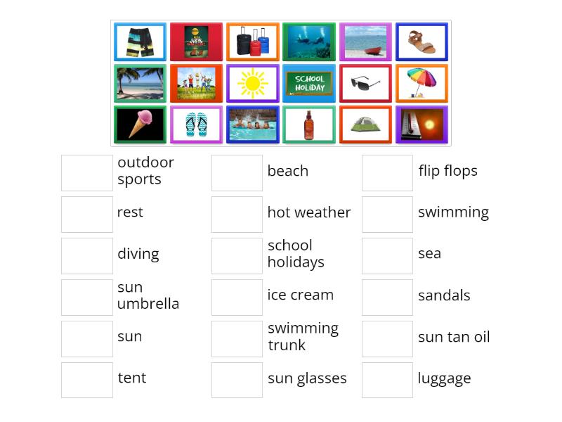 Summer holiday vocabulary - Match up