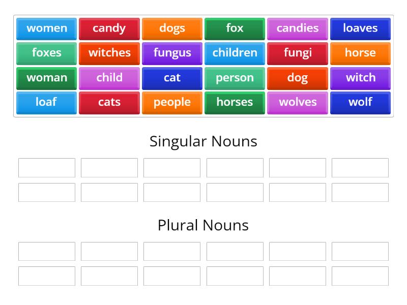 Singular and Plural Noun Sort - Group sort