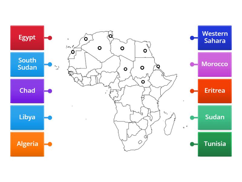 Africa Map Practice: North Africa - Labelled diagram
