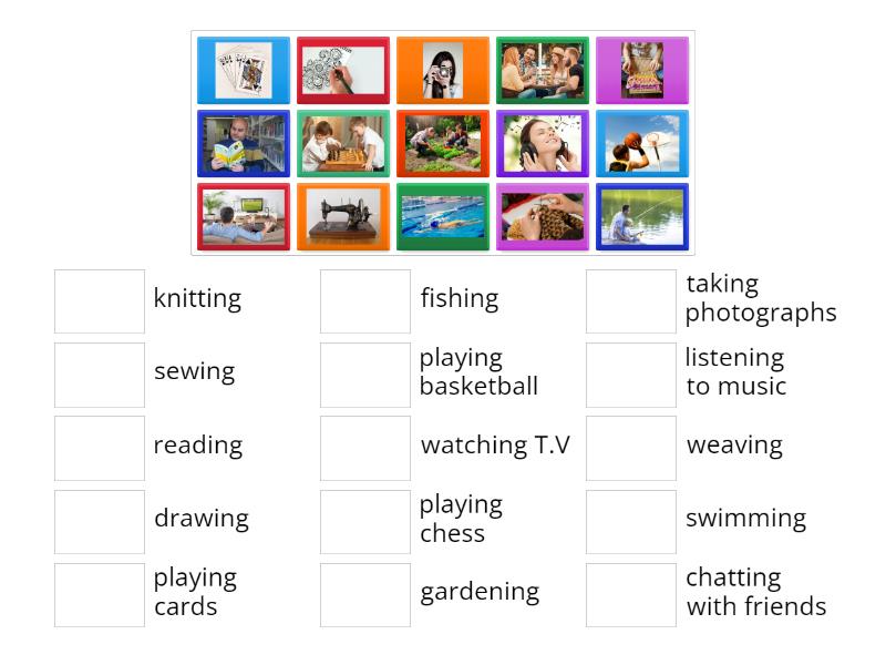 Match hobbies with picture - Match up